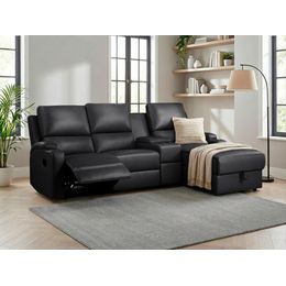 Ecksofa Home Affaire, B:240cm H:105cm T:155cm, schwarz, Wohnzimmer, Sofas, "NAPORI Multimediasofa, 3er Kinosessel XXL, L-Form, 3 Bezugsstoffe",
