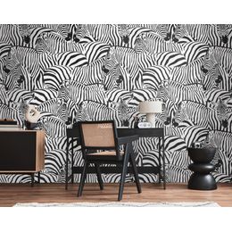 Livingwalls LIVING WALLS Fototapete "THE WALL III Zebra Tapete Motivtapete Tiere Tiere", B/L: 2,8mm x 1,59mm, Rollen:, schwarz-wei&szlig;, Tapeten, Vliestapete Tiere