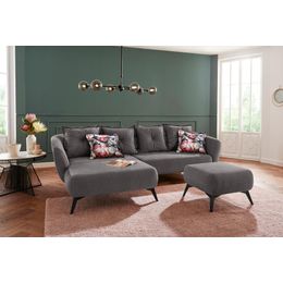 Ecksofa Home Affaire, B:277cm H:80cm T:162cm, schwarz, Wohnzimmer, Sofas, "Baggio romantische Polsterecke, bequem, Breite 277 cm, L-Form", Zierkissen