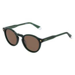 Polaroid PLD 4150/S/X | Herren-Sonnenbrille | Fassung: Vollrand, Panto, Acetat, Gr&uuml;n Gl&auml;nzend | Glasfarbe: Braun