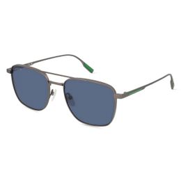 Lacoste L261S | Unisex-Sonnenbrille | Fassung: Vollrand, Pilot, Metall, Silber Matt | Glasfarbe: Blau