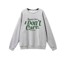 Gorhey Sweater 'Women's Crew Neck Oversized Sweatshirt with Slogan Print' female Grey size XS