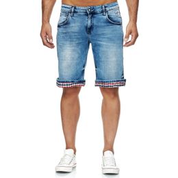 Rusty Neal Herren Shorts "Stanley", blau, Gr. L, unifarben, 98% Baumwolle, 2% Elasthan, Hosen, mit coolem Karodetail