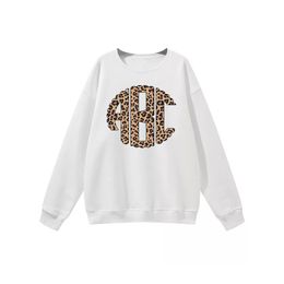 GORHEY Pullover 'Wo's Pullover with Letter Leopard Print, Loose Fleece Pullover for Winter' Damen Gr&ouml;&szlig;e S wei&szlig;