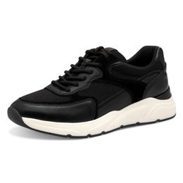 Tamaris Damen Plateausneaker, Gr. 37, schwarz, Leder, Lederimitat, Textil, unifarben, Schuhe, Freizeitschuh, Halbschuh, Schn&uuml;rschuh mit gepolstertem