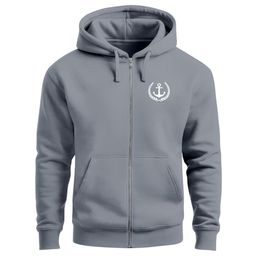 Neverless Zip-Up Hoodie 'Anker Captain' male Grey size 3 XL