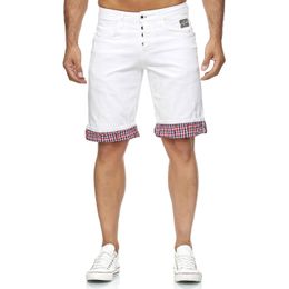 Rusty Neal Herren Shorts "Birken", wei&szlig;, Gr. L, kariert, unifarben, 98% Baumwolle, 2% Elasthan, Hosen, mit tollem Karodetail
