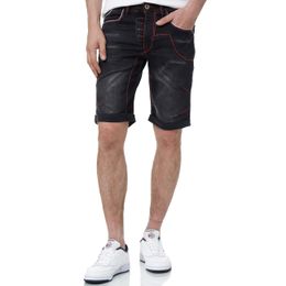 Rusty Neal Herren Shorts "Ruben", schwarz, Gr. M, unifarben, 98% Baumwolle, 2% Elasthan, Hosen, in tollem Jeans-Look