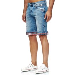 Rusty Neal Herren Shorts "Noxon", blau, Gr. L, unifarben, 98% Baumwolle, 2% Elasthan, Hosen, mit tollem Karo-Detail