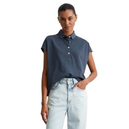 Marc O'Polo MARC O'POLO Damen Poloshirt, blau, Gr. S, Jersey, Obermaterial: 100% Baumwolle, Shirts, oversized, aus leichtem Jersey