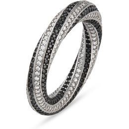JETTE Ring Damen Gr&ouml;&szlig;e 61 schwarz / silber