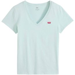Levi's LEVI'S Damen V-Shirt "Perfect Tee"pale blau cotton, Basic, Gr. XS, Jersey, Obermaterial: 100% Baumwolle, Shirts, mit kleinem Batwing- Logo