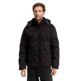 Tom Tailor Herren Steppjacke, schwarz, Gr. XL, Strukturmuster, unifarben, Steppware, Obermaterial: 100% Polyester. Futter: 100% Polyester, Jacken,