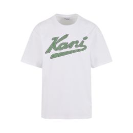 T-Shirt Karl Kani "Karl Kani Varsity Palm Print T-Shirt", Damen, Gr. L, wei&szlig;, 100% Baumwolle, bedruckt, oversize, Rundhals, Shirts T-Shirt