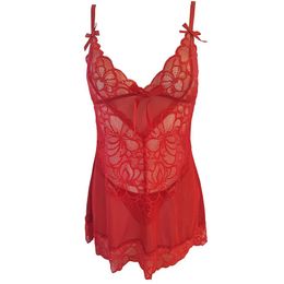 Organza Lingerie Negligee 'Spitzenneglig&eacute;' female Red size L