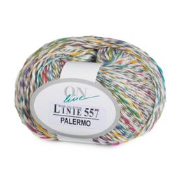 Linie 557 Palermo von ONline, Wei&szlig;/T&uuml;rkis/Hellgr&uuml;n/Hellblau/Gelb/Lila/Pink, aus Baumwolle