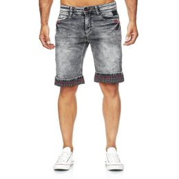 Rusty Neal Herren Shorts "Karsley", grau, Gr. XXL, unifarben, 98% Baumwolle, 2% Elasthan, Hosen, mit kariertem Umschlag