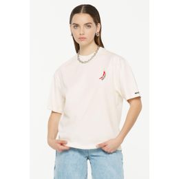 Harlem Soul Damen Rundhalsshirt, beige, Gr. M, bedruckt, Single Jersey, Material: 100% Baumwolle, Shirts, aus Baumwolle