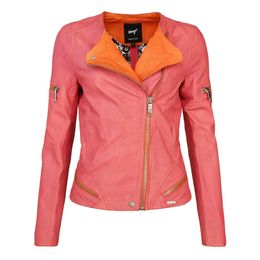 Maze Lederjacke 'Diamond' Damen Gr&ouml;&szlig;e M orange / pink