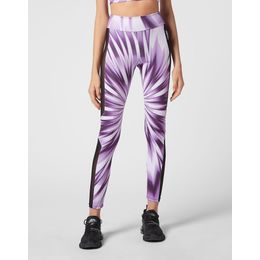 Plein Sport Leggings Damen Gr&ouml;&szlig;e XXL lila / wei&szlig;
