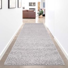 Hochflor-Teppich Carpet City "Shaggi uni 500" Gr. 11, grau, B:80cm H:30mm L:300cm, Kunstfaser, Teppiche, L&auml;ufer, Shaggy, Uni, Langflor, weich, Wohnzimmer, Schlafzimmer, Kinder