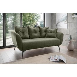 2,5-Sitzer Home Affaire, B:196cm H:94cm T:103cmolive, 100% Polyester, Sofas, "Baggio, Breite 196 cm zeitlos & elegant, bequem", schwarze Metallf&uuml;&szlig;e