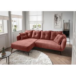 Ecksofa Home Affaire, B:277cm T:162cmkoralle, 100% Polyester, Wohnzimmer, Sofas, "Baggio Stellma&szlig;e 277/162 cm, modern & elegant, hoher Fu&szlig;", L-Form,