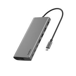 Belkin Laptop-Dockingstation "Connect Universal USB-C-8-in-1-Core-Hub f&uuml;r zwei Bildschirme", schwarz (silber, schwarz), B:12,68mm H:21,5mm T:2,87mm, Dockingstationen, unterst&uuml;tzt 2 UHD Monitore, 4K/60 Hz und 4K/30 Hz