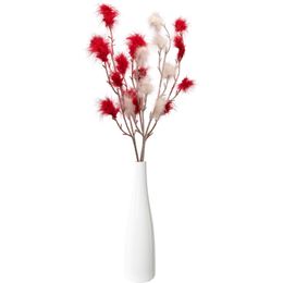 Tischvase CREATIV HOME "Vase mit Federzweigen", wei&szlig; (wei&szlig;, rot), H:27cm &Oslash;:7,5cm, Keramik, Vasen, f&uuml;r die moderne Einrichtung