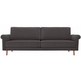 3-Sitzer "CR.450, Designsofa, Loungesofa", braun (graubraun 534, 49), B:208cm H:85cm T:95cm, NaturLEDER OSKAR (echtes Rindsleder);Chenille COCO (72% Polyester 15% Baumwolle 13% Polyacryl), CREATION BY ROLF BENZ, Sofas, modern Landhaus, Breite 208 cm, F&uuml;&szlig;e in Nussbaum