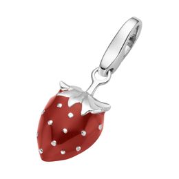 Charm-Einh&auml;nger "Erdbeere, Silber 925", rot, Giorgio Martello MILANO, Charms, Damen, Silber 925 (Sterlingsilber)
