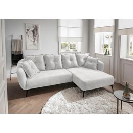 Ecksofa Home Affaire, B:277cm T:162cmwei&szlig;, 100% Polyester, Wohnzimmer, Sofas, "Baggio Stellma&szlig;e 277/162 cm, modern & elegant, hoher Fu&szlig;", L-Form,