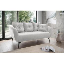 2,5-Sitzer Home Affaire, B:196cm H:94cm T:103cmwei&szlig;, 100% Polyester, Sofas, "Baggio, Breite 196 cm zeitlos & elegant, bequem", schwarze Metallf&uuml;&szlig;e