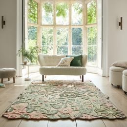 Wollteppich FLAIR RUGS "Bryony Floral", gr&uuml;n, B:200cm H:10mm L:290cm, Wolle, Teppiche, Wolltepich, Esszimmer, Wohnzimmer, Flur