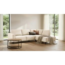Ecksofa Home Affaire "Tournon, L-Form, Breite 256 cm, Webstoff, Chenille", braun (latte), B:256cm H:85cm T:198cm, 100% Polyester, Sofas, Ecksofa, Designsofa im nordischen Stil, Wellenunterfederung, Metallf&uuml;&szlig;e