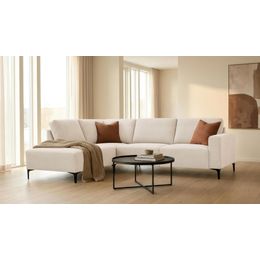 Ecksofa Home Affaire "Tournon, L-Form, Breite 256 cm, Webstoff, Chenille", beige, B:256cm H:85cm T:198cm, 100% Polyester, Sofas, Ecksofa, Designsofa im nordischen Stil, Wellenunterfederung, Metallf&uuml;&szlig;e