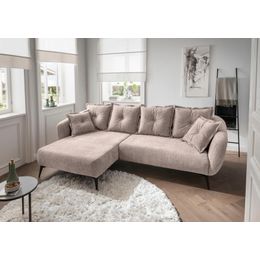 Ecksofa Home Affaire, B:277cm T:162cmbeige, 100% Polyester, Wohnzimmer, Sofas, "Baggio Stellma&szlig;e 277/162 cm, modern & elegant, hoher Fu&szlig;", L-Form,