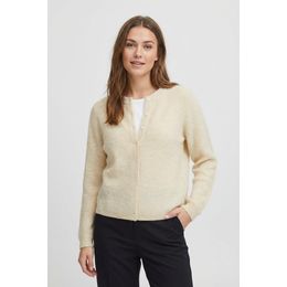 Vila Damen Strickjacke "VILORY O-NECK L/S KNIT CARDIGAN-NOOS"sandshell detail:melange, Gr. XXL, meliert, Rippstrick, Obermaterial: 45% Polyamid, 20%