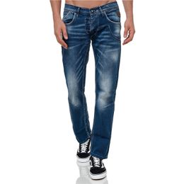 Straight-Jeans Rusty Neal "RUBEN 42", Herren, Gr. 34, L&auml;nge 32, blau, 98% Baumwolle, 2% Elasthan, unifarben, lang, Jeans Straight-Jeans, mit angesagten Ziern&auml;hten