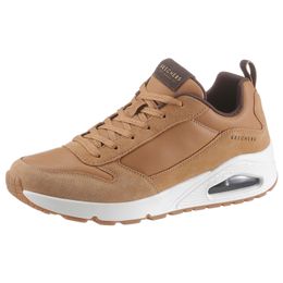 Sneaker Skechers "Uno Stacre", Damen, Gr. 47,5, braun (hellbraun), Leder, Lederimitat, Schuhe Sneaker, mit Luftkammernsohle, Freizeitschuh, Halbschuh, Schn&uuml;rschuh