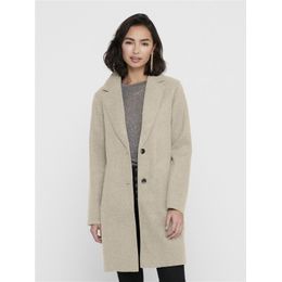 Langmantel Only "ONLCARRIE BONDED COAT OTW NOOS", Damen, Gr. S, beige (humus detail:melange), Web, Obermaterial: 100% Polyester, meliert, weit ca. Mitte Oberschenkel, V-Ausschnitt, M&auml;ntel, Polyester, l&auml;ssig weit