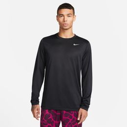 Trainingsshirt Nike "DRI-FIT LEGEND MENS LONG-SLEEVE FIT", Damen, Gr. M, schwarz (schwarz, matte silber), Obermaterial: 100% Polyester, Rundhals, Shirts, lockere Passform, Rundhalsausschnitt, f&uuml;r Fitness