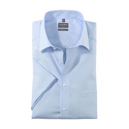 Kurzarmhemd OLYMP "Luxor comfort fit", Herren, Gr. 41, N-Gr, blau, Web, Obermaterial: 100% Baumwolle, bequem, abgesteppt, Hemden, Kurzarmhemd mit Brusttasche, b&uuml;gelfrei