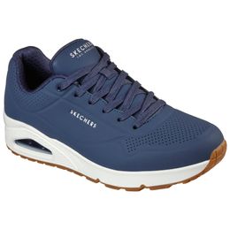 Sneaker Skechers "Uno - Stand on Air", Damen, Gr. 39, blau (navy), Lederimitat, Schuhe Sneaker, Freizeitschuh, Halbschuh, Schn&uuml;rschuh mit Air-Cooled Memory Foam