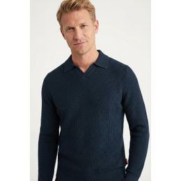 JOOP! Polokragenpullover JOOP JEANS "Ove", Herren, Gr. M, dunkelblau, Strick, Obermaterial: 100% Baumwolle, normal, Pullover, mit feinem Strukturmuster