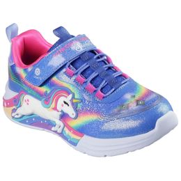 Sneaker Skechers "UNICORN CHASER", Damen, Gr. 31, bunt (blau, multifarben), Textil, kontrastfarbene Details, Schuhe Sneaker, Blinkschuh mit Einhorn, Gr&ouml;&szlig;enschablone zum Download