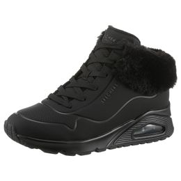 Winterboots Skechers "ESS - STREET GIRLS", M&auml;dchen, Gr. 28, schwarz, Lederimitat, Fellimitat, Schuhe Winterboots, Schn&uuml;rstiefel mit Skech-Air-Zwischensohle mit Luftkissend&auml;mpfung