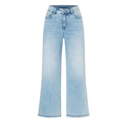 Weite Jeans MAC "DREAM WIDE", Damen, Gr. 40, N-Gr, light azure blau, Web, Obermaterial: 75% Baumwolle, 12% Modal, 9% Polyester, 4% Elasthan, Jeans, mit Fransen am Saum