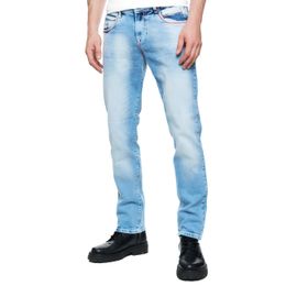 Straight-Jeans Rusty Neal "TOYAMA", Herren, Gr. 33, L&auml;nge 32, blau (hellblau), 98% Baumwolle, 2% Elasthan, unifarben, lang, Jeans Straight-Jeans, mit coolen Kontrastn&auml;hten
