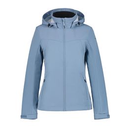 Softshelljacke Icepeak "BRENHAM", M&auml;dchen, Gr. 42, blau (light blau), Softshell, Obermaterial: 95% Polyester, 5% Elasthan, normal, hoch geschlossener Ausschnitt, mit verstellbarem Klettverschluss, Jacken Softshelljacke, mit abnehmbarer Kapuze, winddicht, wasserabweisend, atmungsaktiv